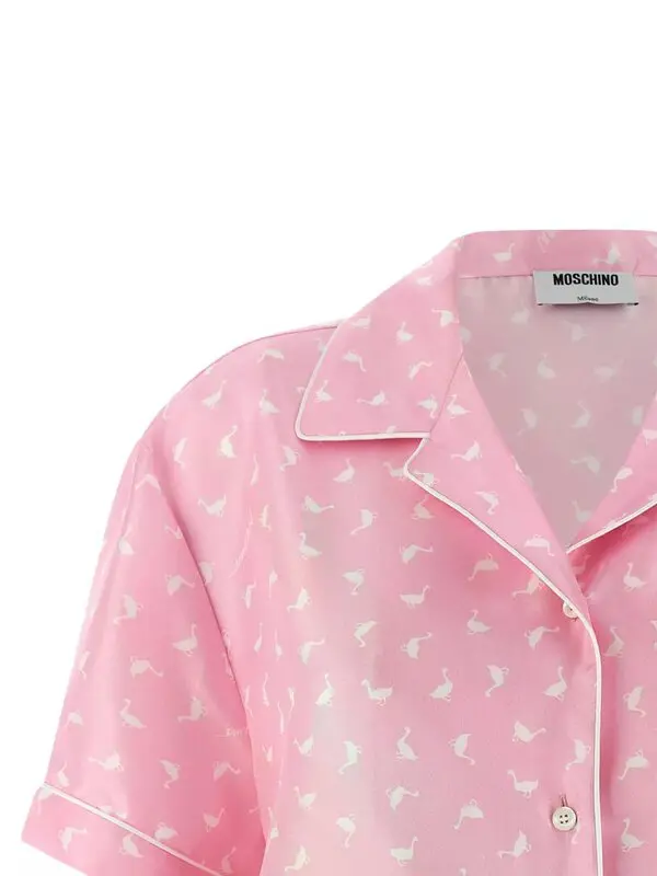 Moschino Goose-print Silk Shirt - Pink