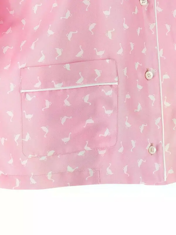 Moschino Goose-print Silk Shirt - Pink
