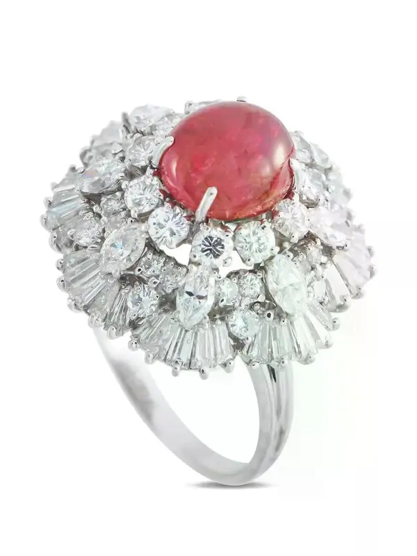 LB EXCLUSIVE Diamond And Ruby Platinum Ring - Silver