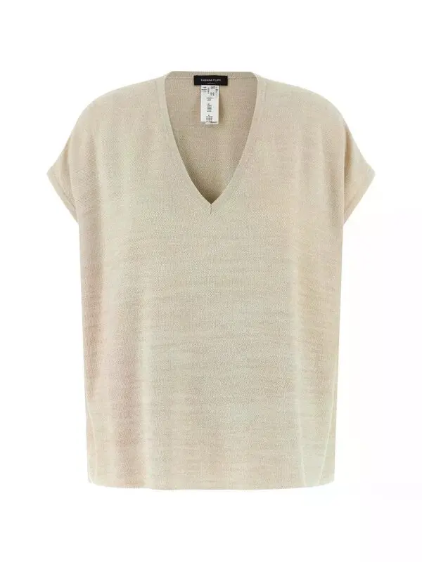 Fabiana Filippi V-neck Short Sleeve Sweater - Neutrals