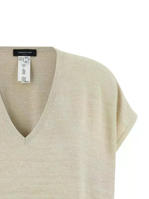 Fabiana Filippi V-neck Short Sleeve Sweater - Neutrals