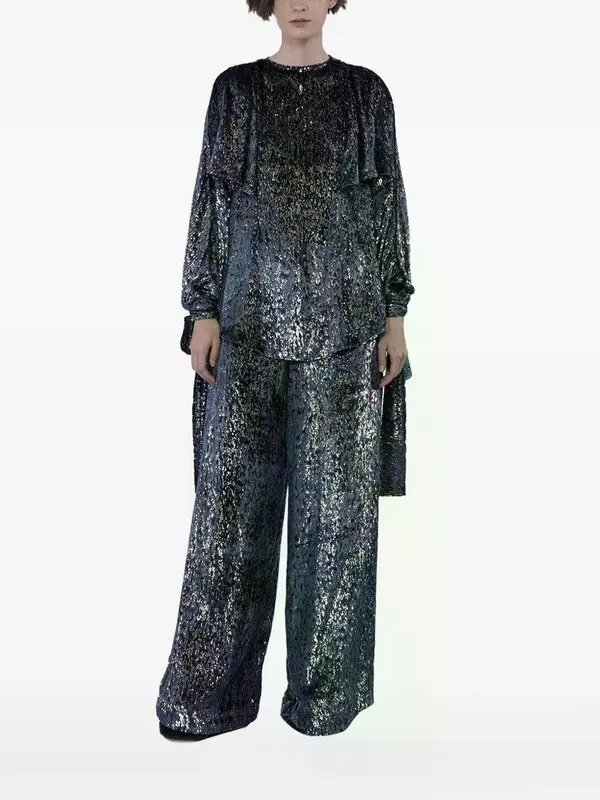 Biyan Velvet Cutout-sleeve Blouse