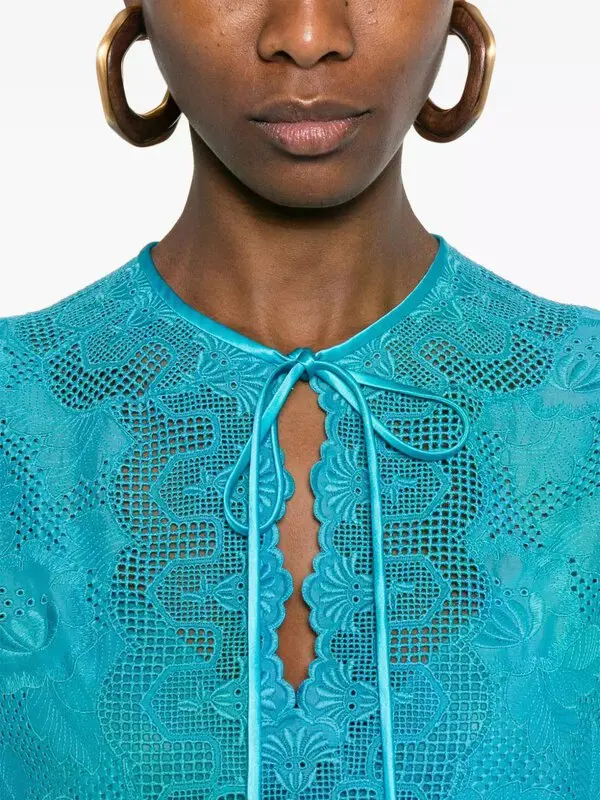 Valentino Garavani Broderie Anglaise Mini Dress - Blue