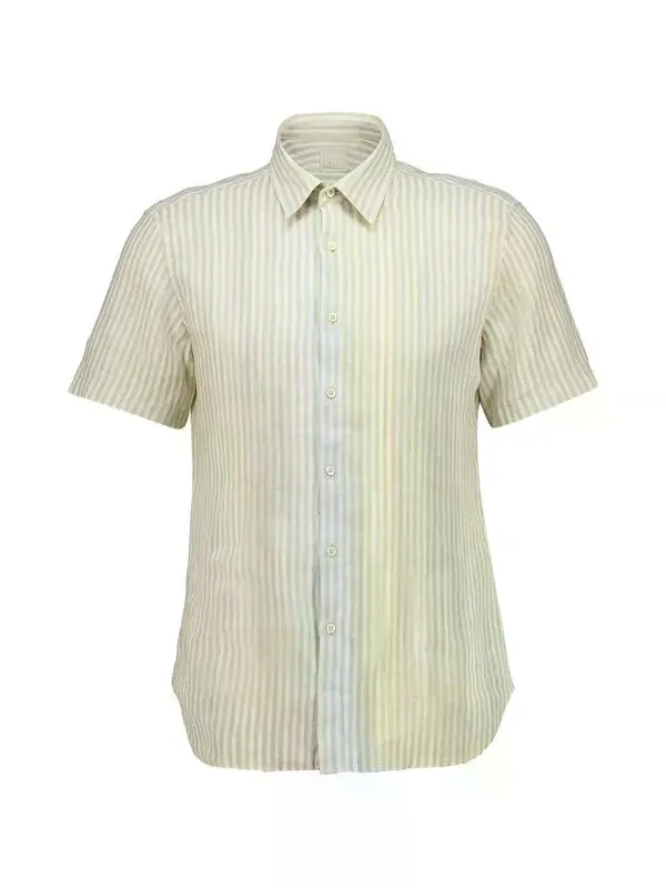 120% Lino Striped Short-sleeve Shirt - Neutrals