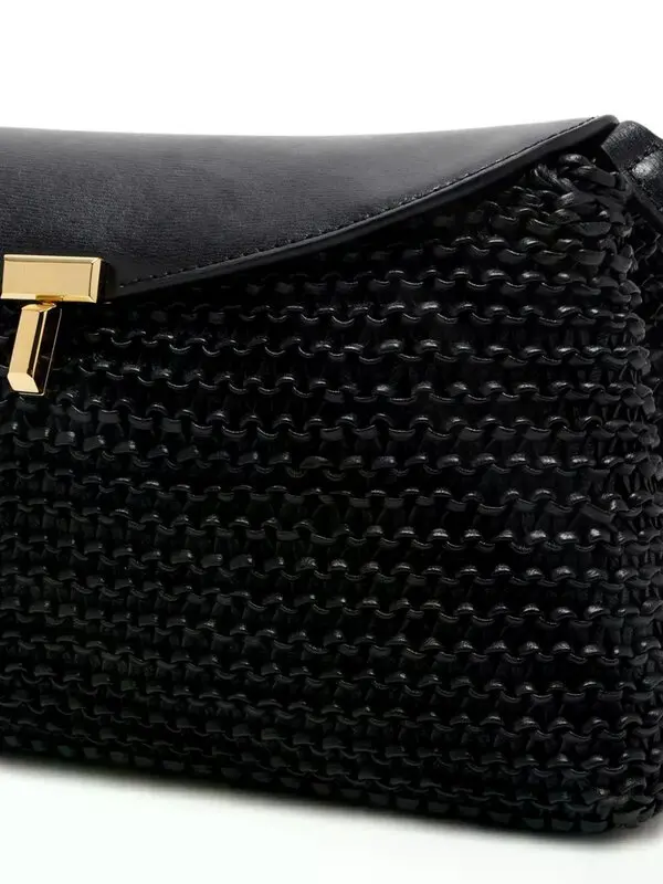 TOTEME T-lock Woven Leather Clutch - Black