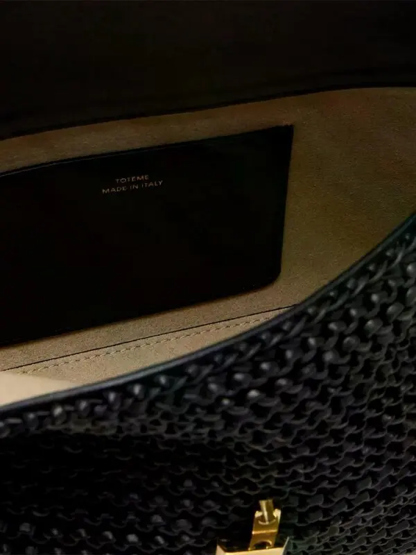 TOTEME T-lock Woven Leather Clutch - Black