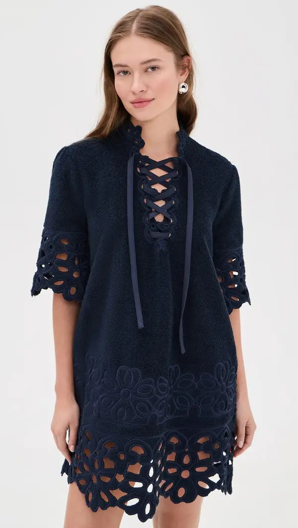Sea Leila Eyelet Tunic Dress - Navy