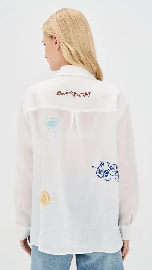 Astr The Label Trace Picnic Embroidered Shirt