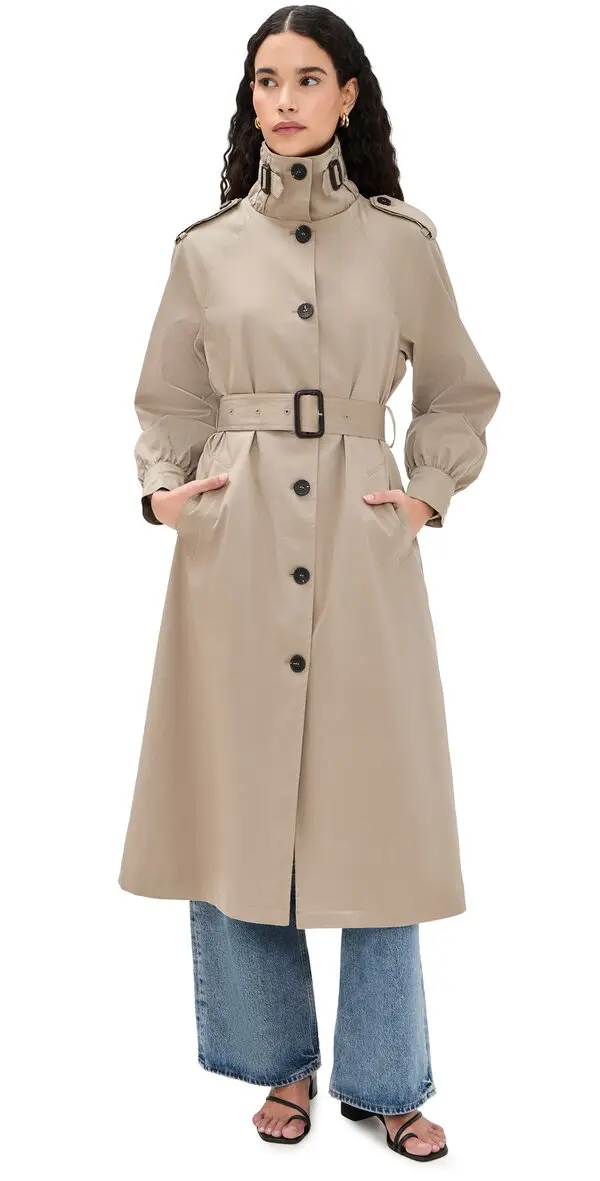 Avec Les Filles Funnel Neck Maxi Trench Coat