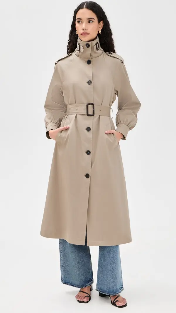Avec Les Filles Funnel Neck Maxi Trench Coat