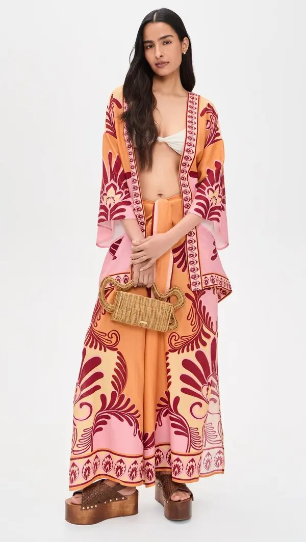 Farm Rio Printed Linen-blend Kimono