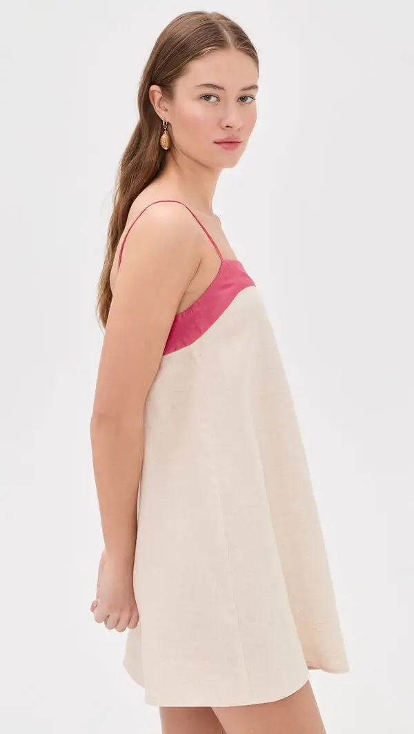 Staud Laura Linen Mini Dress - Blush Canyon