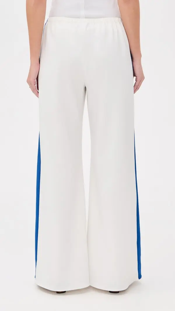LA LIGNE Side Stripe Colby Pants - Ivory/cobalt