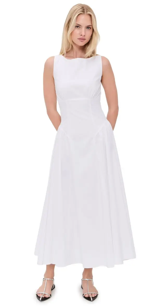 Staud Gwen Midi Dress - White