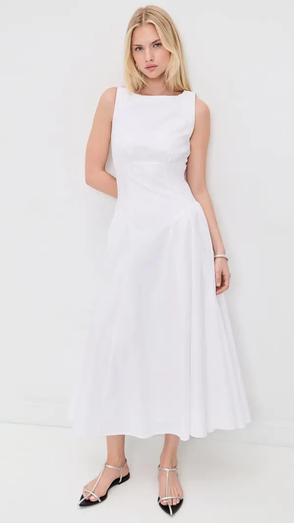 Staud Gwen Midi Dress - White
