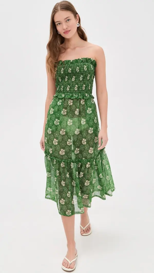 Sea Gloria Floral Print Smocked Midi Dress