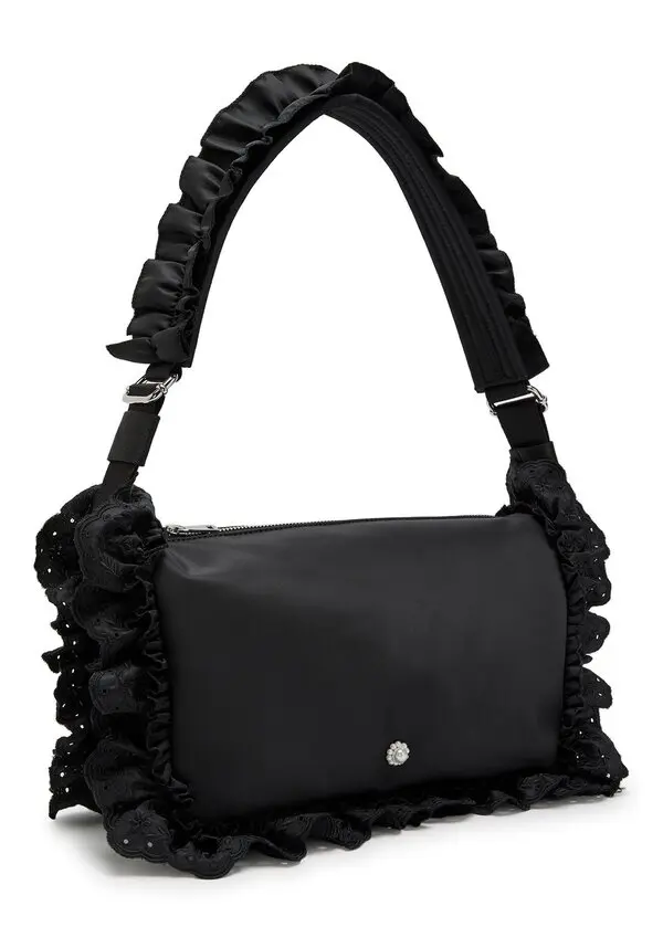 Simone Rocha Pillowcase Ruffled Nylon Shoulder Bag - Black