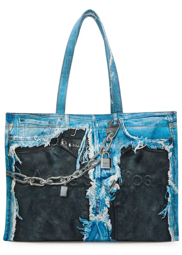 Acne Studios Printed Denim Tote Bag - Blue