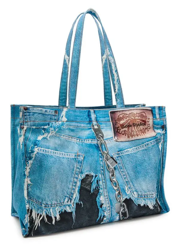 Acne Studios Printed Denim Tote Bag - Blue