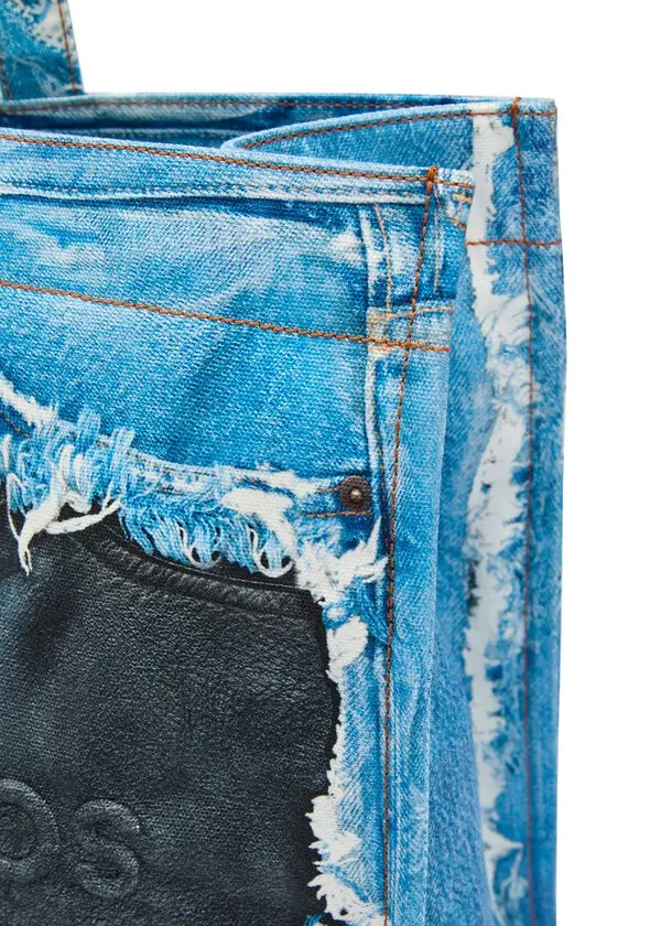 Acne Studios Printed Denim Tote Bag - Blue
