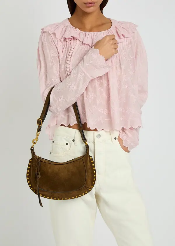 Isabel Marant Oskan Studded Suede Shoulder Bag