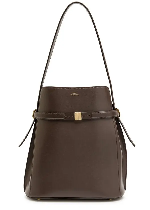 TOTEME Leather Bucket Bag - Chocolate