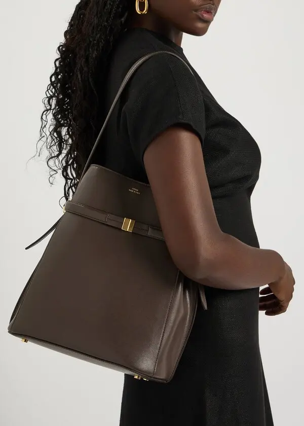 TOTEME Leather Bucket Bag - Chocolate
