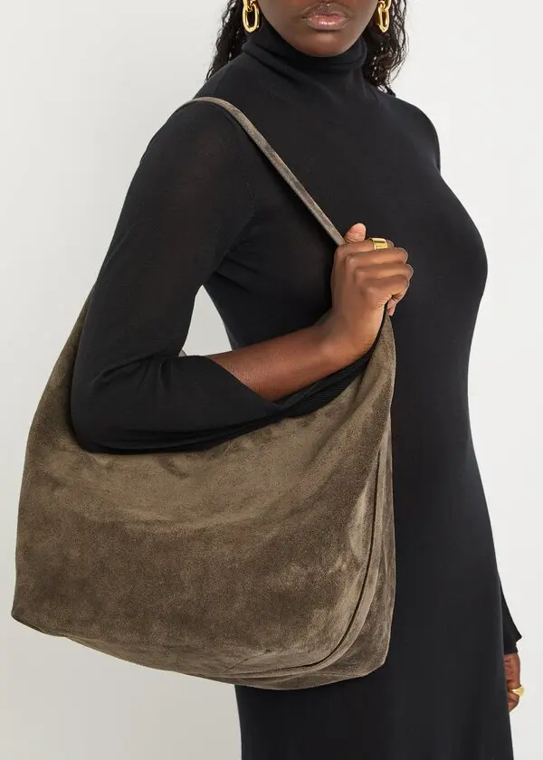 TOTEME Belted Suede Tote - Dark Grey