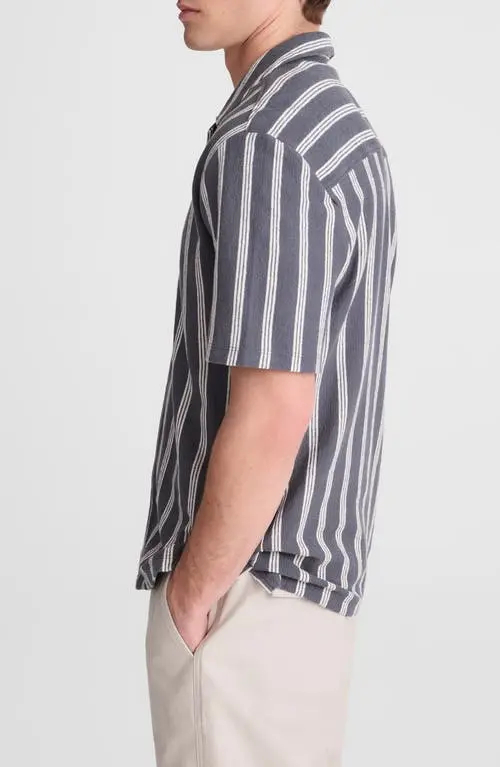 Madewell Seaport Terry Camp Shirt - Stripe Heirloom Blue