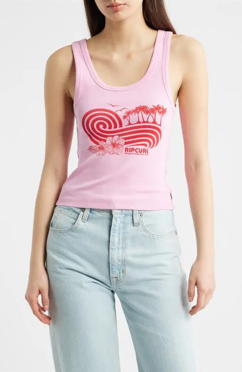 Rip Curl Ocean Break Rib Graphic Tank - Light Pink