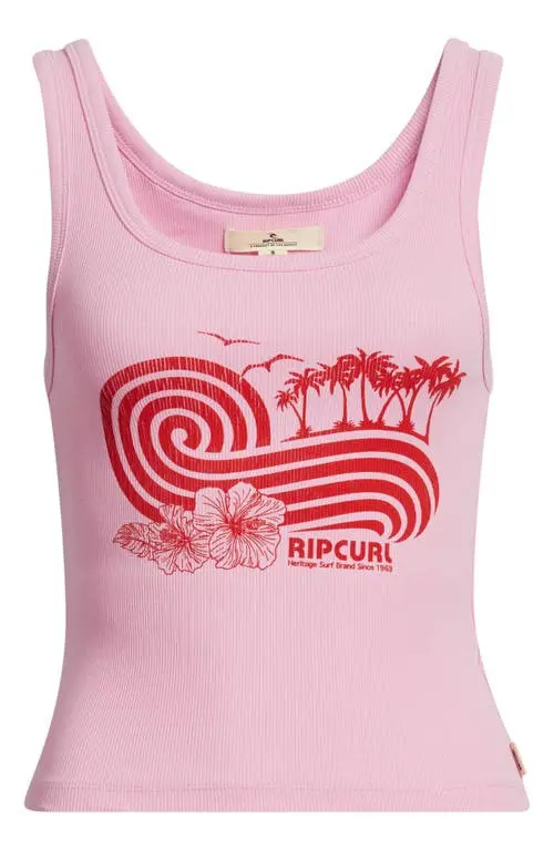 Rip Curl Ocean Break Rib Graphic Tank - Light Pink