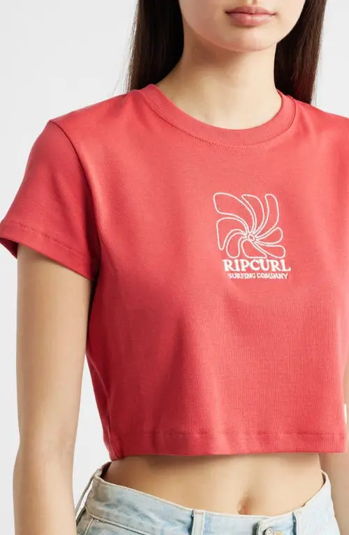 Rip Curl Pacific Coast Embroidered Baby Tee - Red