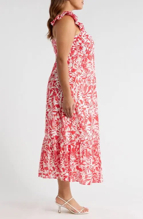 SUGARLIPS Aster Yare Smocked Cotton Midi Sundress