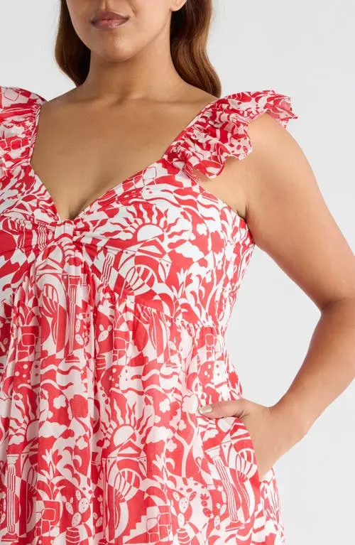 SUGARLIPS Aster Yare Smocked Cotton Midi Sundress