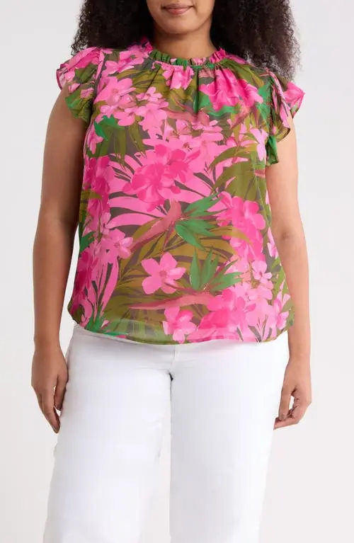 SUGARLIPS Floral Cap-sleeve Top