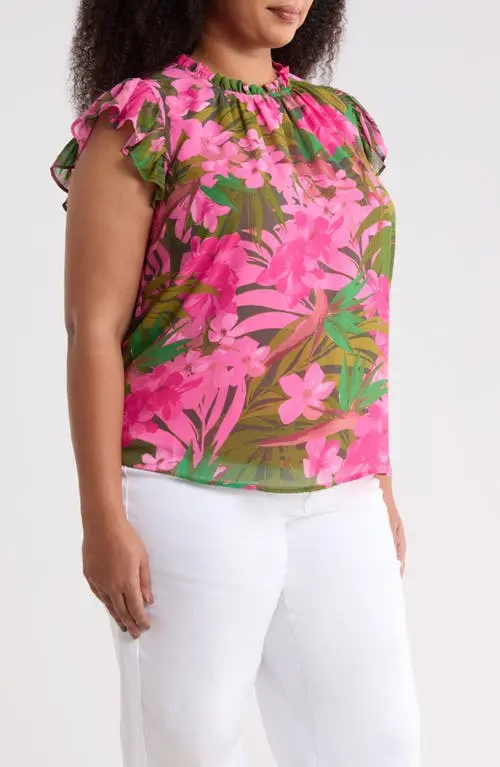 SUGARLIPS Floral Cap-sleeve Top