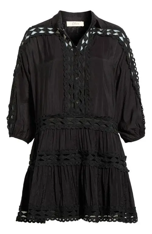 Elan Lace Trim Cover-up Dress - Black