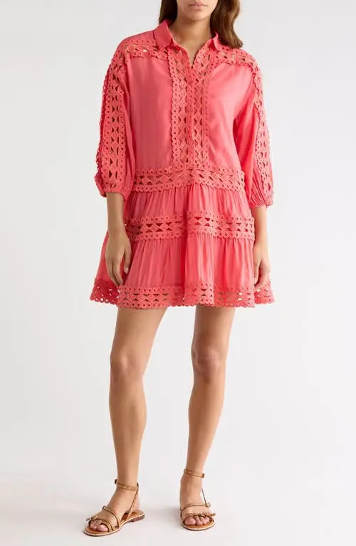 Elan Lace Trim Cover-up Dress - Pink Bright