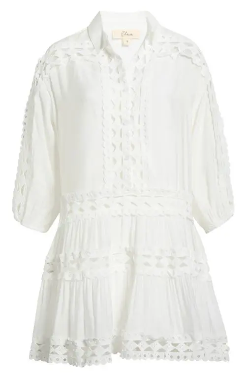 Elan Lace Trim Cover-up Dress - White