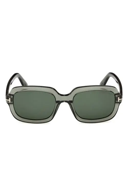 TOM FORD Lana 53mm Rectangular Sunglasses - Transparent Sage Green