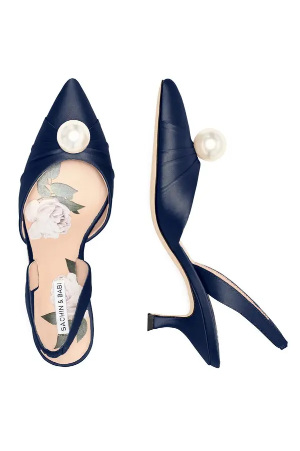 Sachin & Babi Vanderbilt Kitten Heel With Pearl Embellishment - Midnight