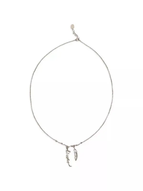 Red Valentino Feather Pendant Necklace - Silver