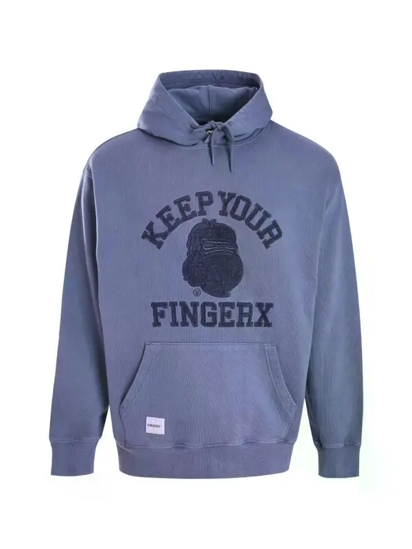 FINGERCROXX Logo-patch Hoodie - Blue