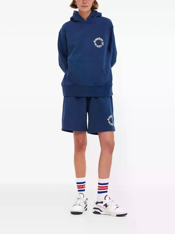 FREEDOM OF SPACE Navy Logo Detail Track Shorts