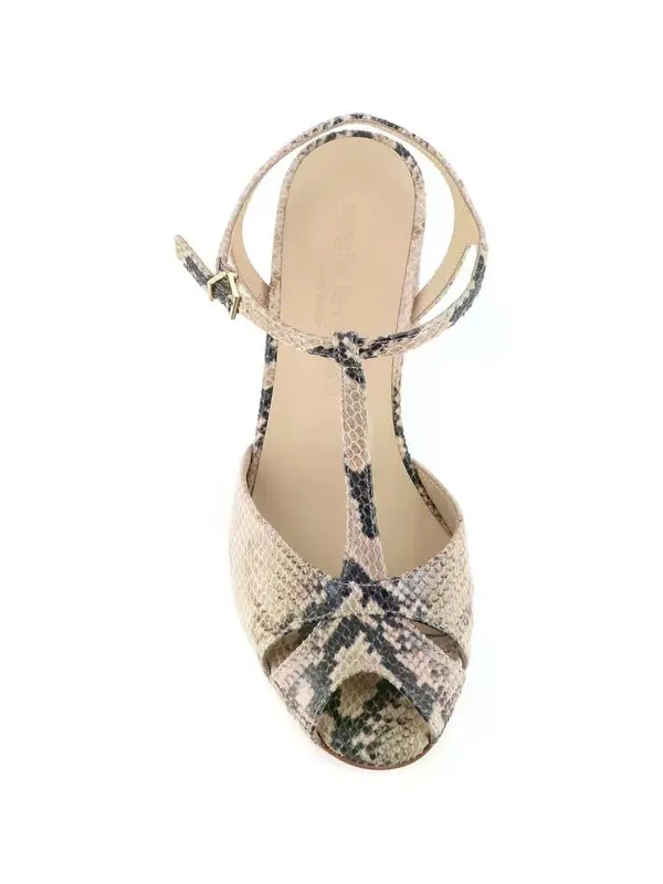 SERGIO LEVANTESI Giselle 6 Reptile-effect Sandals - Neutrals