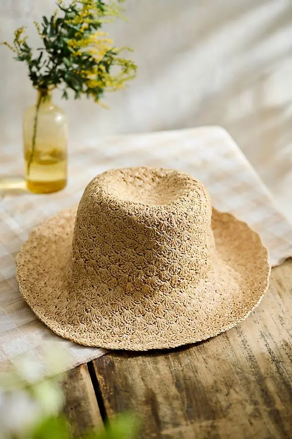 TERRAIN Scalloped Raffia Bucket Hat