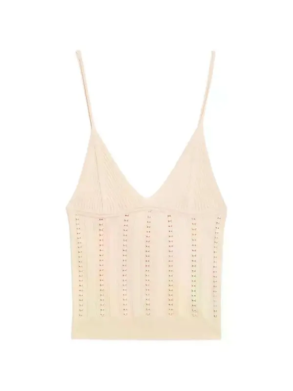 Blumarine Knitted V-neck Top - Neutrals