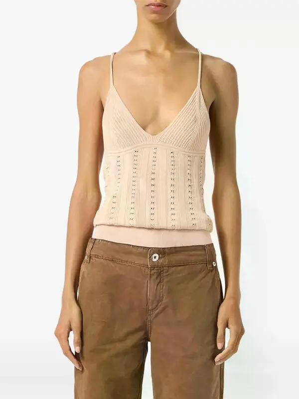 Blumarine Knitted V-neck Top - Neutrals