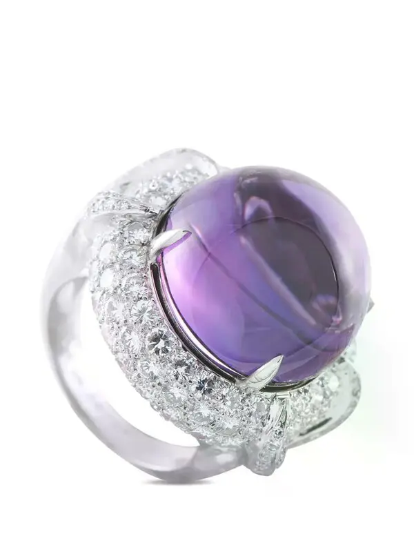 LB EXCLUSIVE Diamond And Amethyst Platinum Ring - Silver