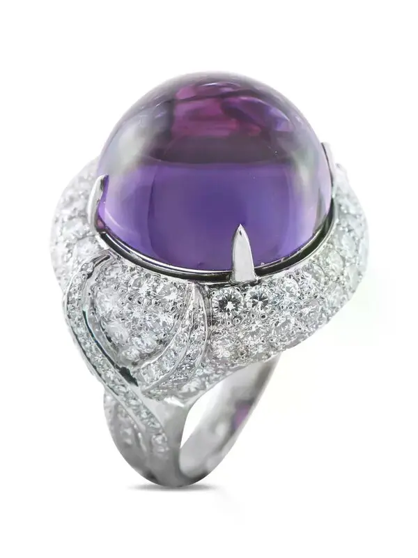 LB EXCLUSIVE Diamond And Amethyst Platinum Ring - Silver